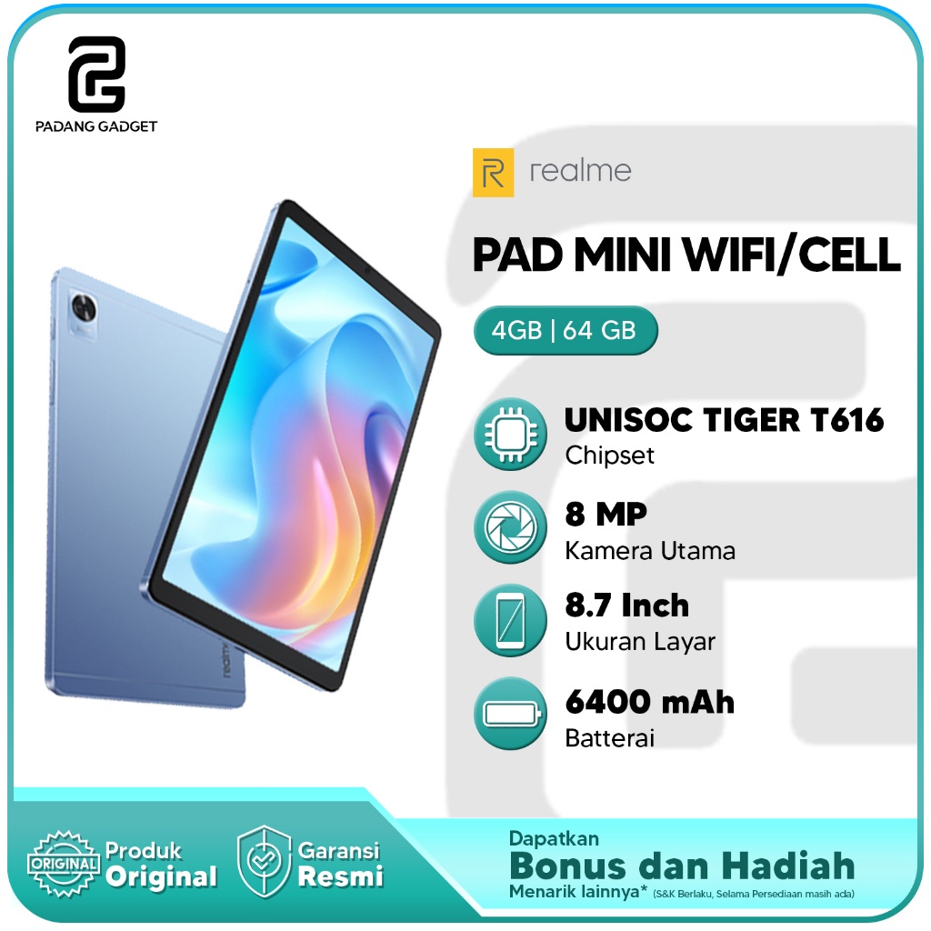 Jual Realme Pad Mini WIfi dan Celluler RAM 4 / 64GB - Original Garansi ...