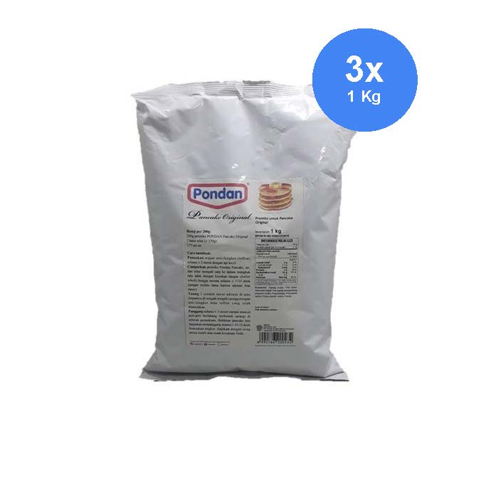 Jual Pondan Pancake Original Tepung Premiks 1 kg x 3 | Shopee Indonesia