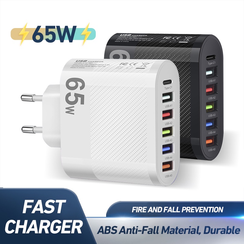 Jual 65W Adapter Charger 3.5A 5 Port USB Quick Charging Fast Charging ...