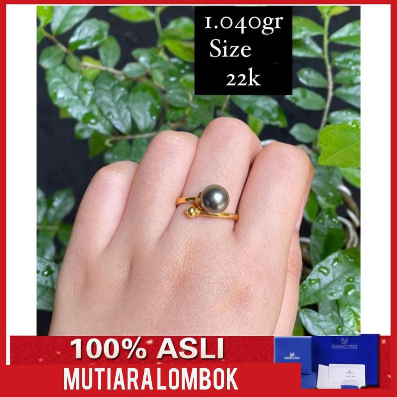 Jual cincin emas 22 karat kadar 91.6% mutiara laut asli mutiara lombok ...
