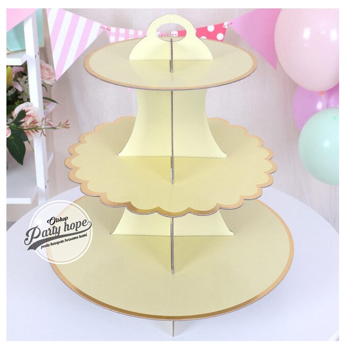 Jual Cake Stand KUNING Polos List Gold / 3 Tier Cupcake Stand ...