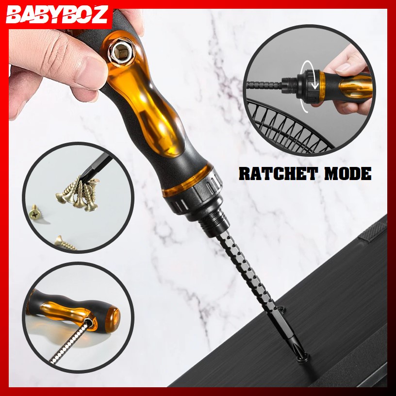 Jual BABYBOZ - Obeng T RATCHET SHOCK Set Reparasi Philips & Slotted 2 ...