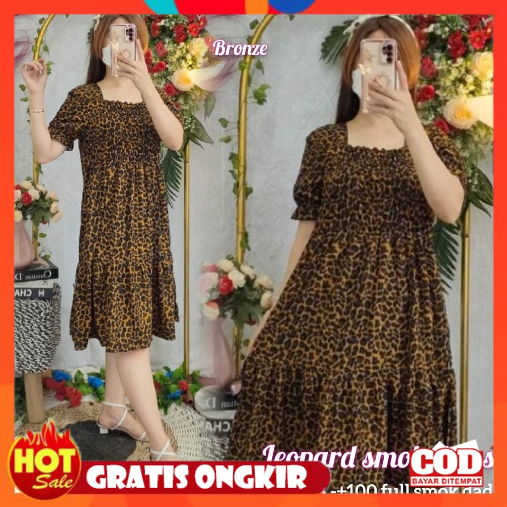 Jual KAIN ADEM HALUS TEBAL / leopard dress / dress macan / dress voxy ...