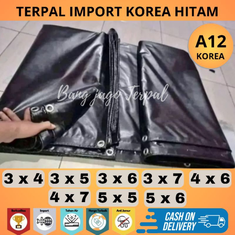 Jual Terpal Korea A12 Hitam glossy Tebal Ukuran 3x4 3x5 3x6 4x5 4x6 4x7 ...