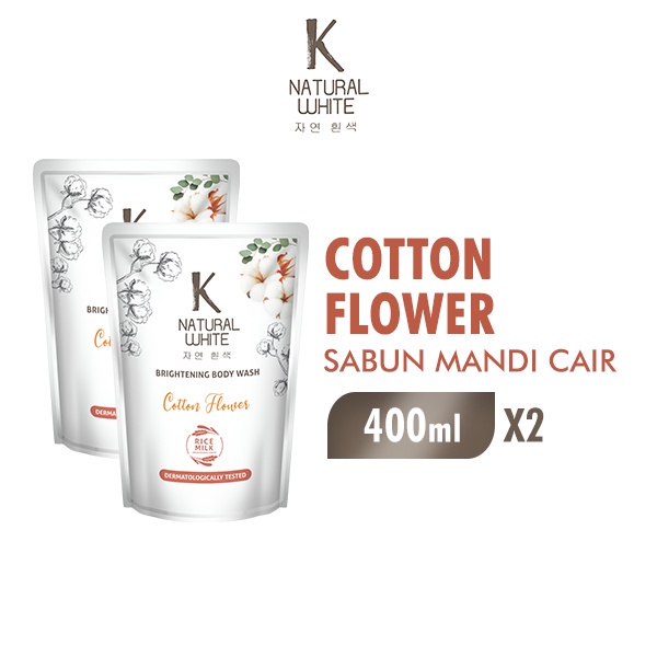Jual K Natural White Sabun Mandi Cair Cotton Flower Pouch 400 ml x2 ...