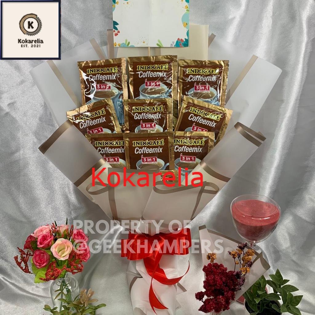 Jual Mini Buket Bouquet Bucket Kopi Indocafe Coffemix Coffe Mix 3 in 1 ...