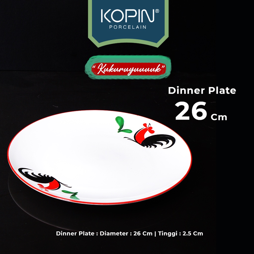 Jual Piring Makan Bulat Rata Keramik Porcelain Model KUKURUYUK 26cm I ...