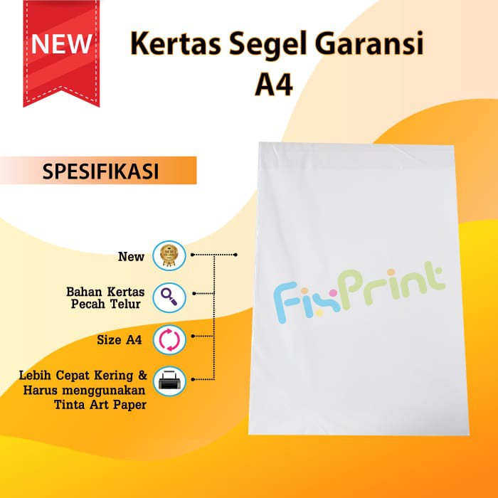 Jual Kertas Segel Premium Sticker Garansi Stiker Pecah Telor A4 Polos ...