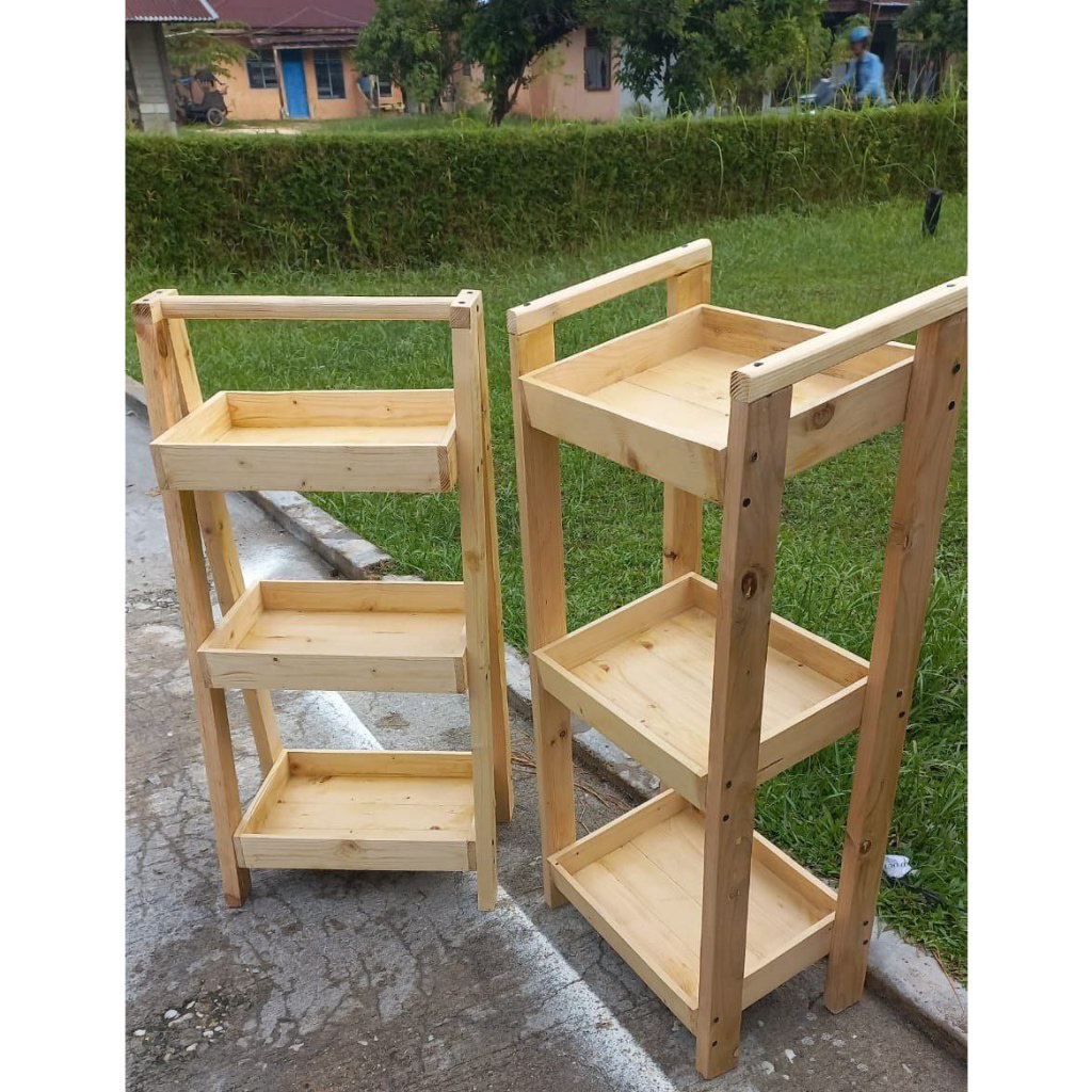 Jual Rak Kayu 3 Susun Serbaguna Multifungsi Bahan Kayu Jati Belanda ...