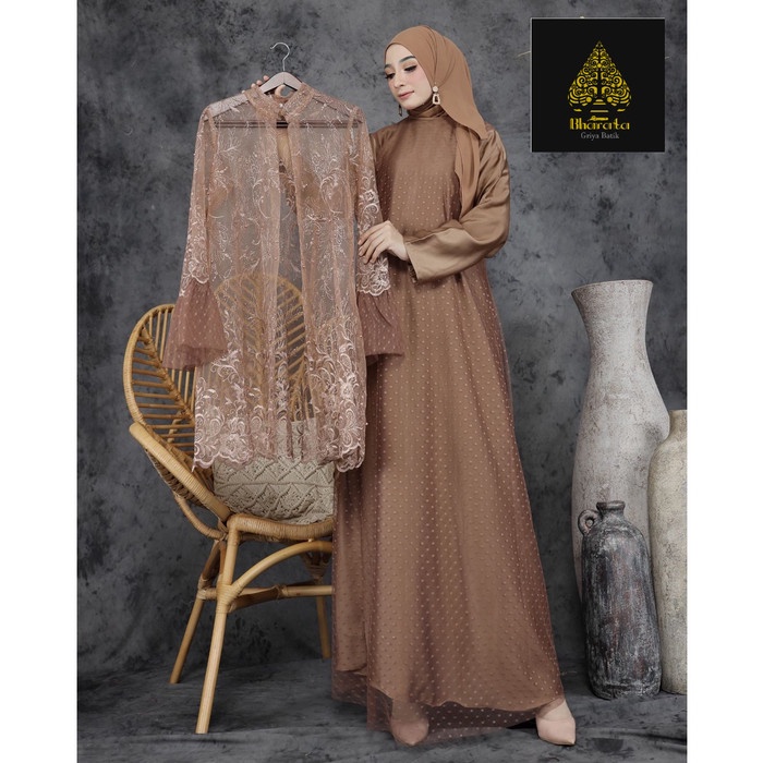 Jual PAKAIAN WANITA GAMIS MUSLIM DRESS OUTER LEPAS BRUKAT LEBARAN PREMIUM - mocca, M | Shopee ...