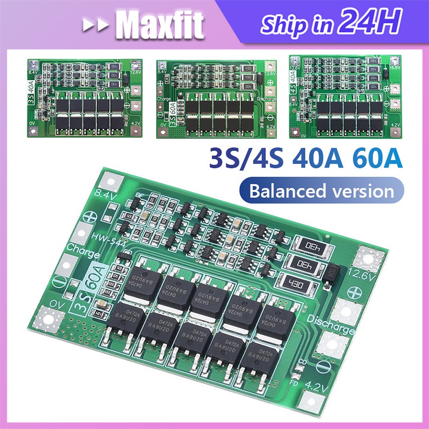 Jual BMS 3S 40A/60A & 4S 40A 12.6V 18650 Charger Module Baterai Li-ion Lithium Battery BMS ...