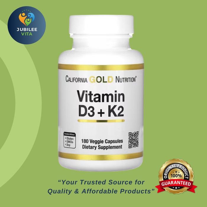 Jual California Gold Nutrition Vitamin D3 5000iu K2 MK7 120 mcg,180 veg ...