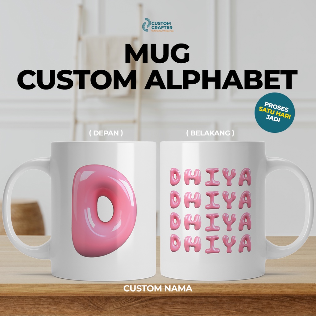 Jual MUG INISIAL NAMA / MUG CUSTOM NAMA / CETAK SOUVENIR MUG GELAS KADO ...
