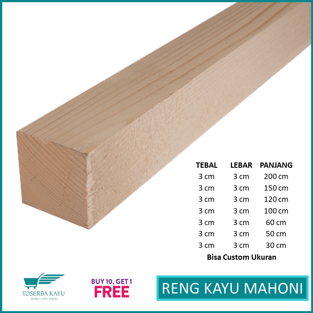 Jual List Kayu Reng Mahoni Ukuran 3x3 Panjang 20 - 120cm | Shopee Indonesia