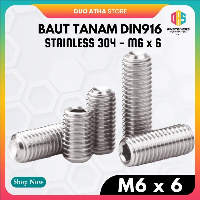 Jual Baut Tanam L M6 x 6 / L-Set Socket M6x6 Stainless SS304 | Shopee Indonesia