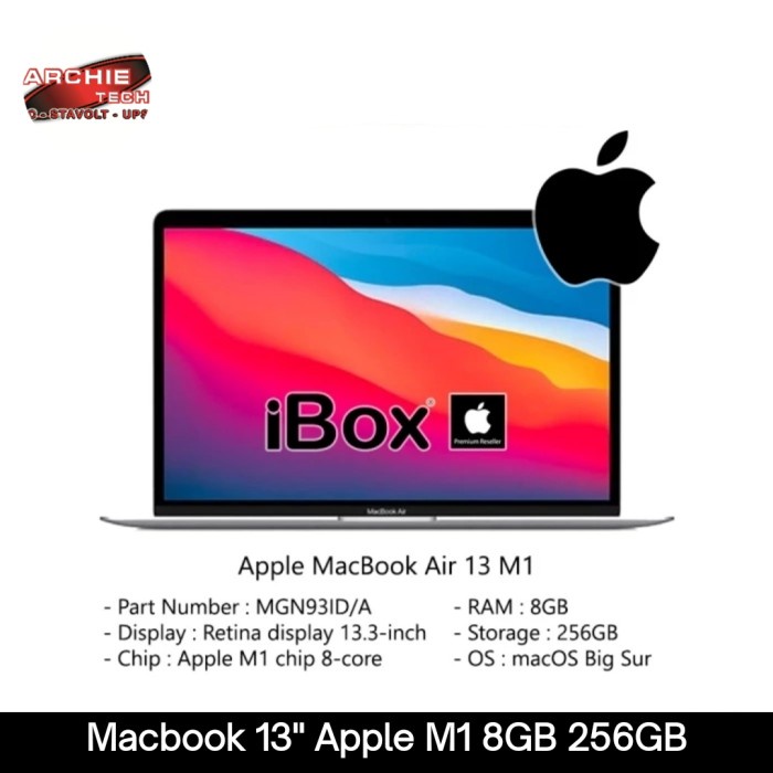Jual Macbook 13" Apple M1 8-core CPU and 7-core GPU/8GB/256GB SSD - Silver | Shopee Indonesia