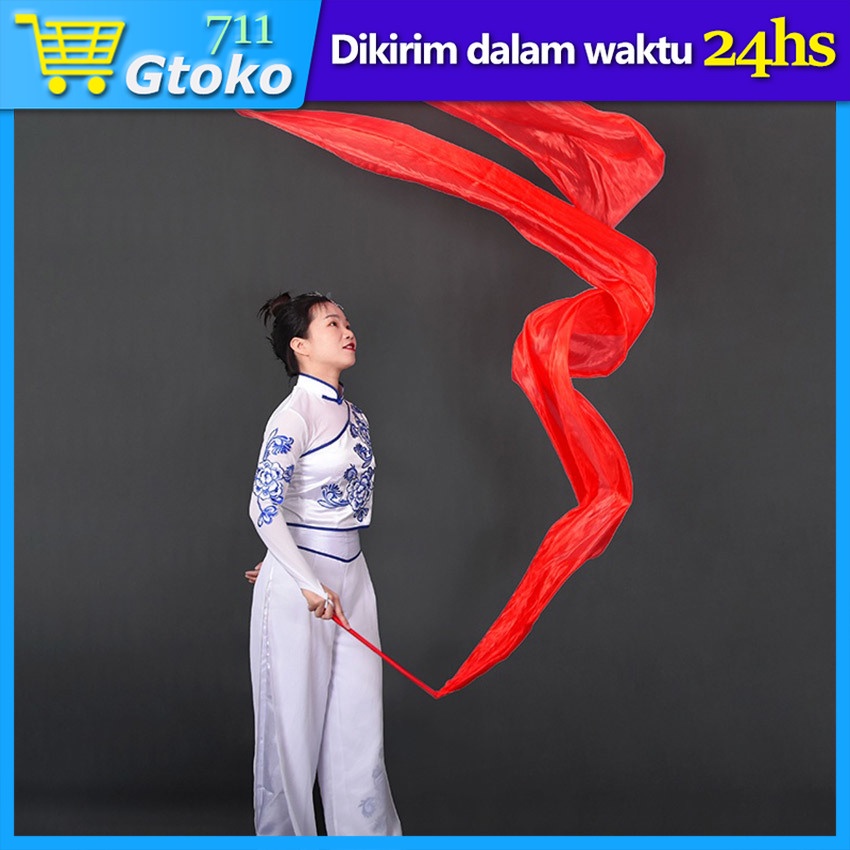 Jual Tali Pita Tari Dance Ribbon Red Silk Twirling Streamer Gymnastic ...