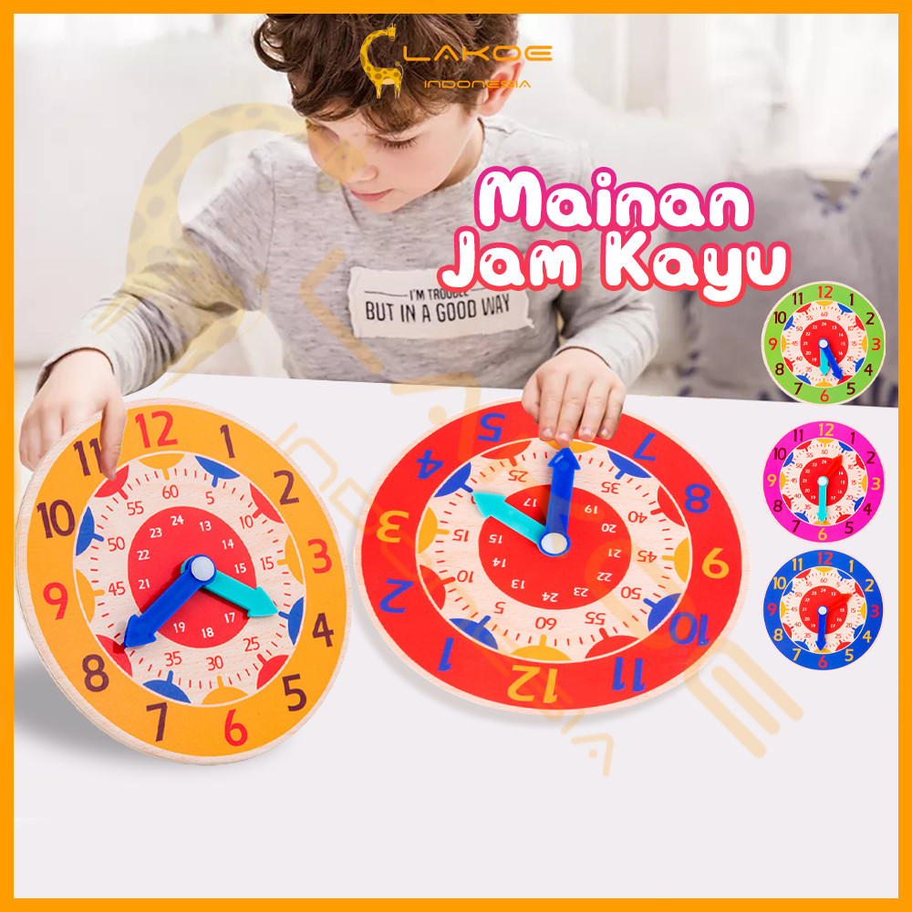 Jual LAKOE Jam Mainan Anak Belajar/Jam Kayu / Wooden Clock/ Mainan ...