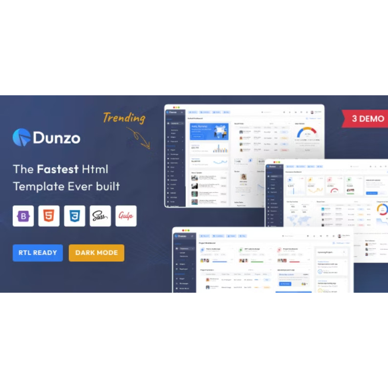 Jual Bootstrap 5 - Dunzo v1.0 Admin Dashboard HTML Template | Shopee Indonesia