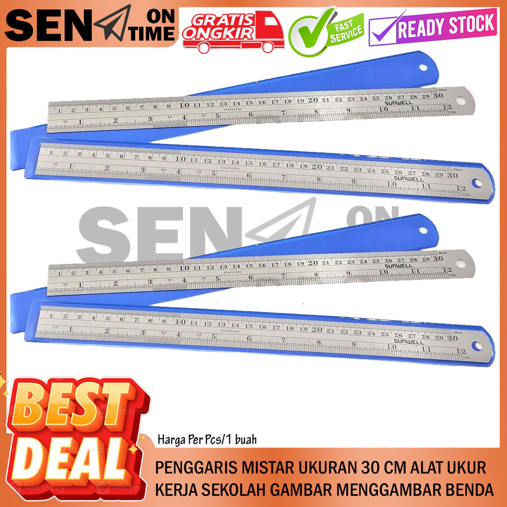 Jual Mistar Besi 30 Cm Alat Ukur Penggaris Metal Stainless Peralatan ...