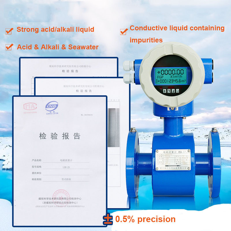 Jual PTFE Lining Sewage Waste Water Flowmeter Integrated Electromagnetic Electronic Flow Meter 4 ...