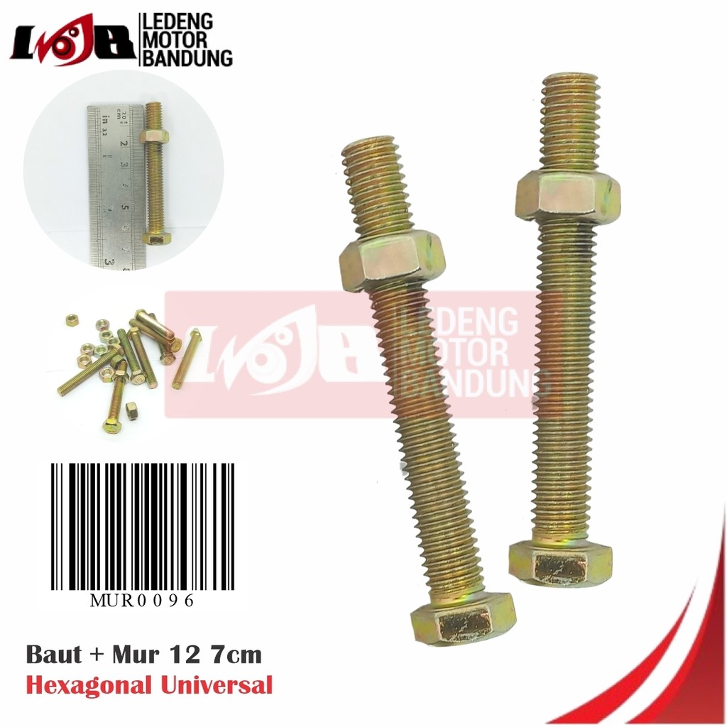 Jual Baut + Mur 12 Set 7cm Kuning Hex Kualitas Kuat Awet Universal ...