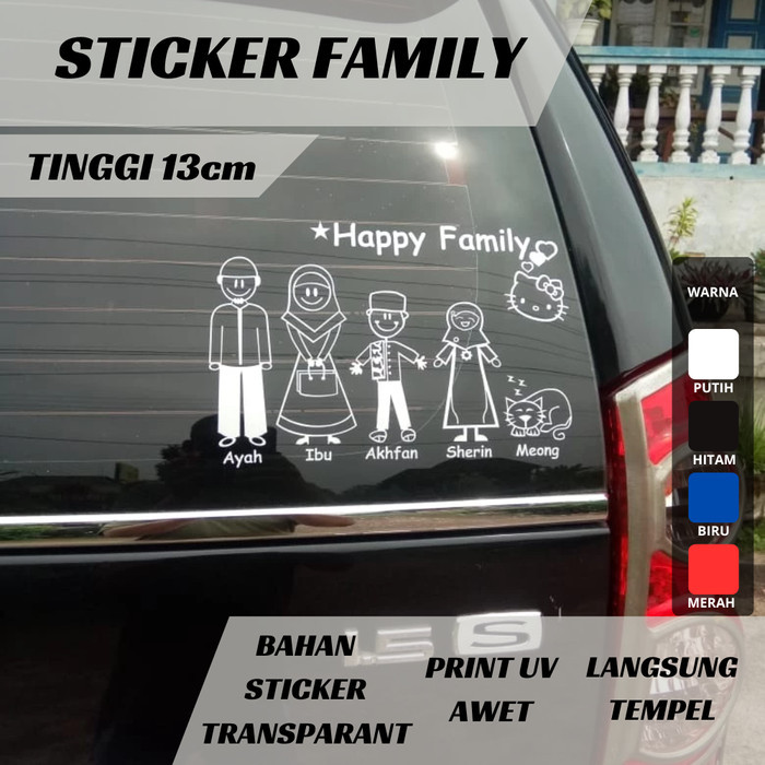 Jual Stiker Mobil Keluarga Sticker Happy Family Unik Keren Print UV ...