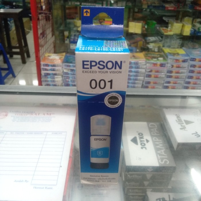 Jual Epson ink bottle 001 cyan catridge original | Shopee Indonesia