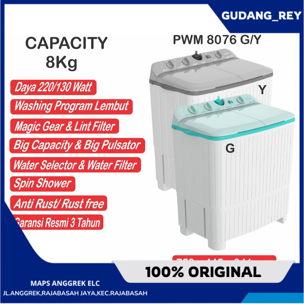 Jual MESIN CUCI POLYTRON 8076 - 8KG GARANSI RESMI POLYTRON | Shopee ...