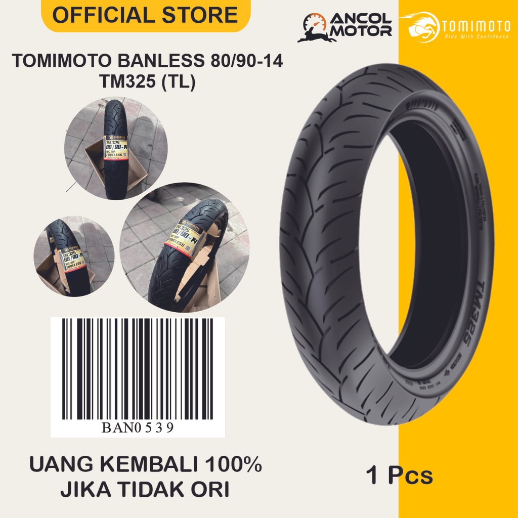 Jual Ban Luar Tomimoto TM325 80/90 Ring 14 Tubeless Motor Matic - Daya Cengkram Kuat di Kondisi ...