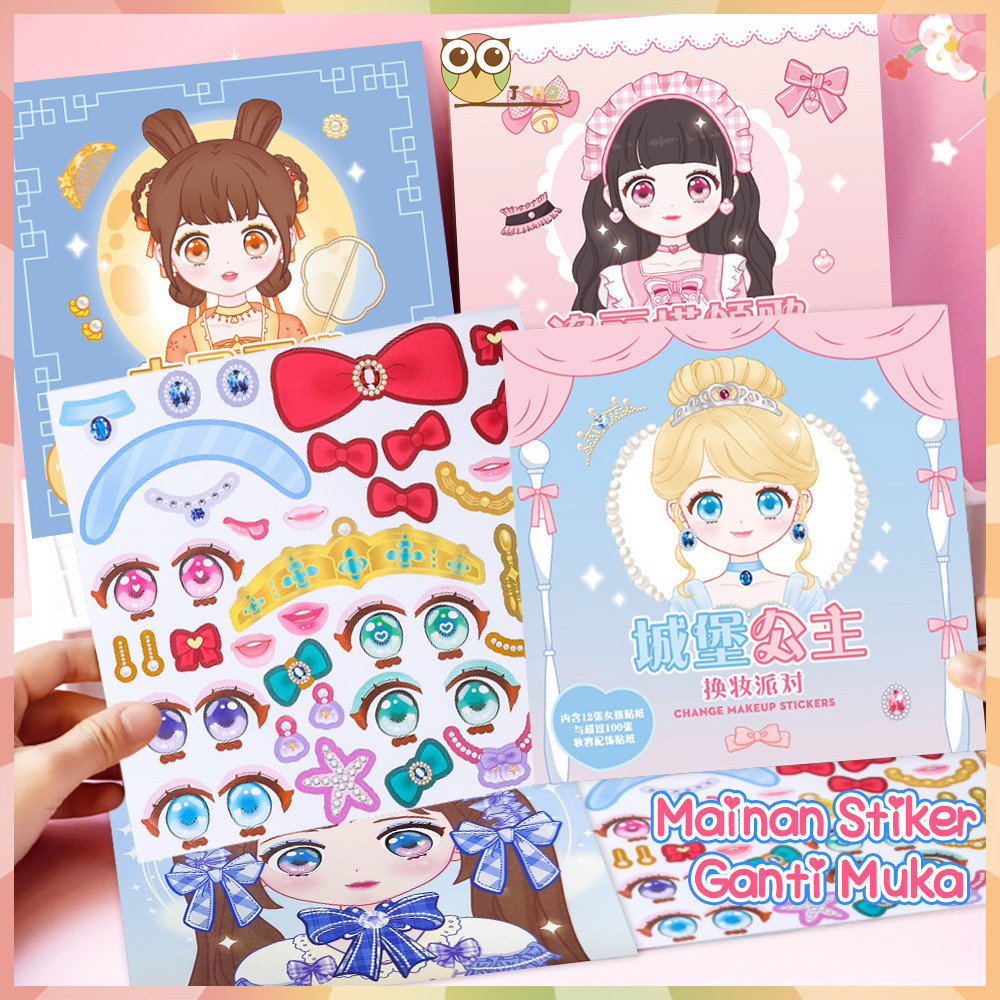 Jual JCHO Stiker Make Up Anak DIY Buku Mainan Stiker Ganti Muka Change ...