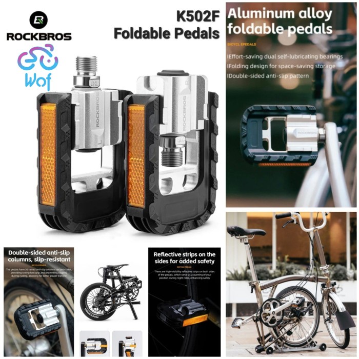 Jual ROCKBROS K502F Bicycle Folding Pedal Fold Bike Sepeda Lipat Anti ...