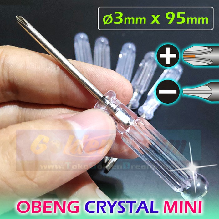Jual Obeng Crystal Mini 3mm x 95mm Plus Minus Kembang Slot Philips 4in ...