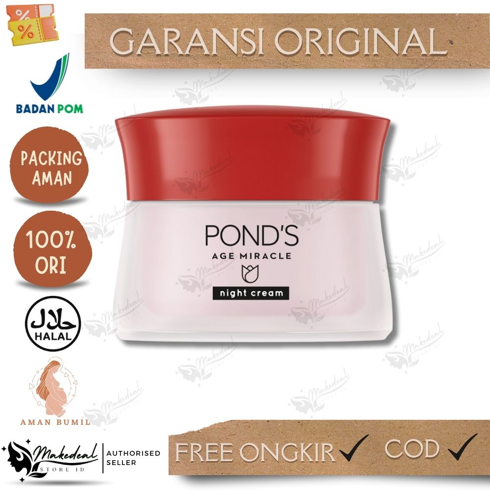 Jual Ponds Age Miracle Youthful Glow Retinol Night Cream Anti Aging 10G ...