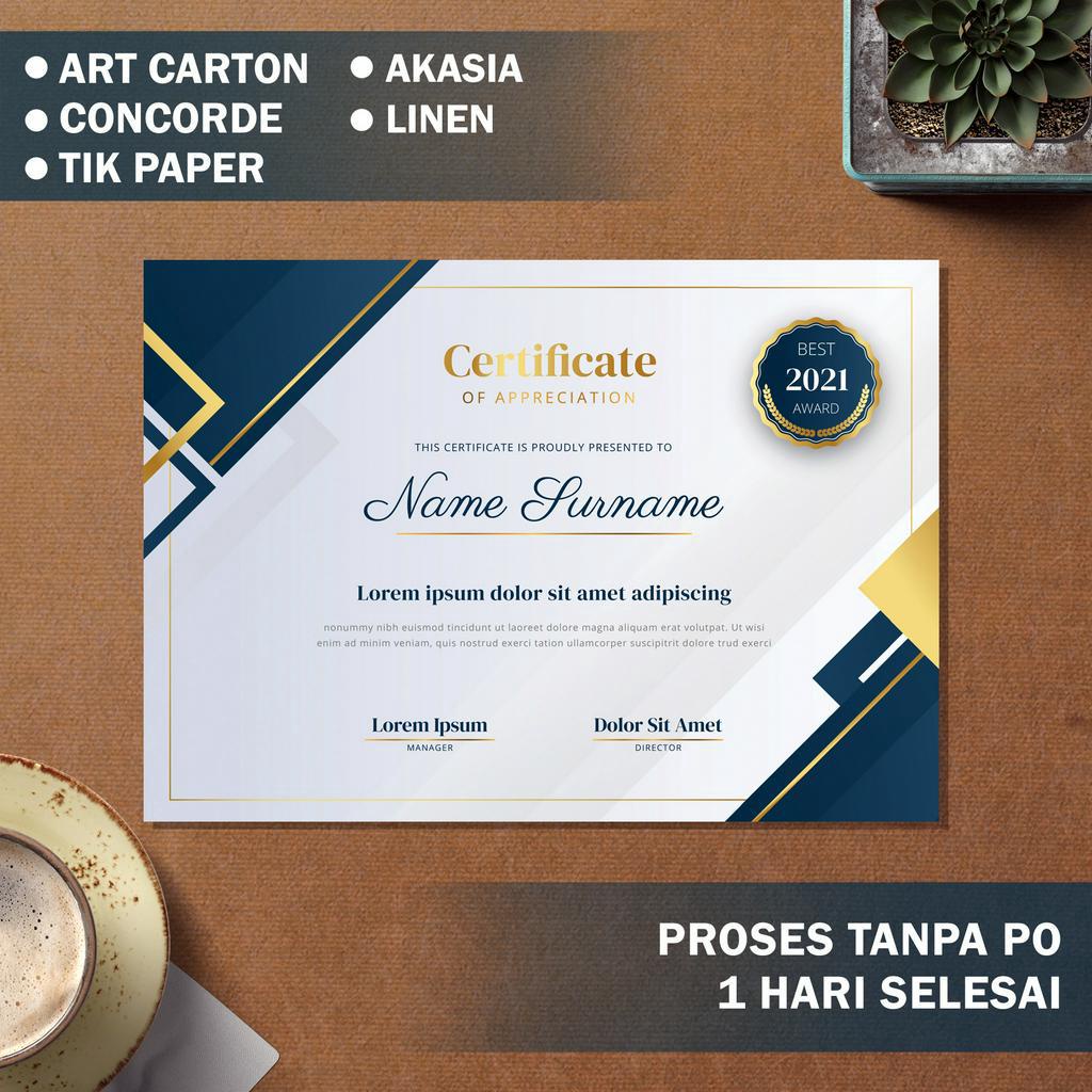 Jual Print Cetak Sertifikat Piagam Penghargaan / Piagam Lomba Ukuran A4 ...