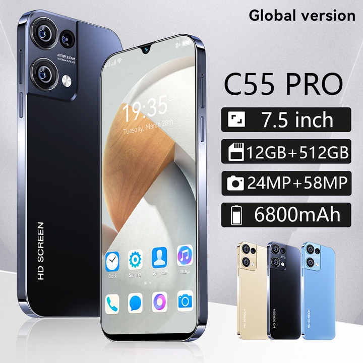 Jual [2023 NEW] HP murah C55 pro Handphone android 4G/5G 12GB+512GB 7 ...