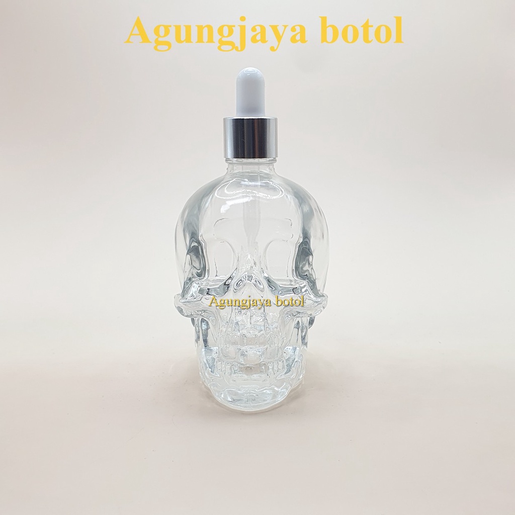 Jual Botol Kaca Skull 60 ml Tengkorak Clear Original Pipet Karet ...