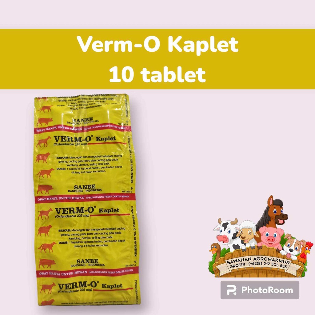 Jual VERM-O 1 strip: 10 kaplet obat cacing hewan khusus anak sapi ...
