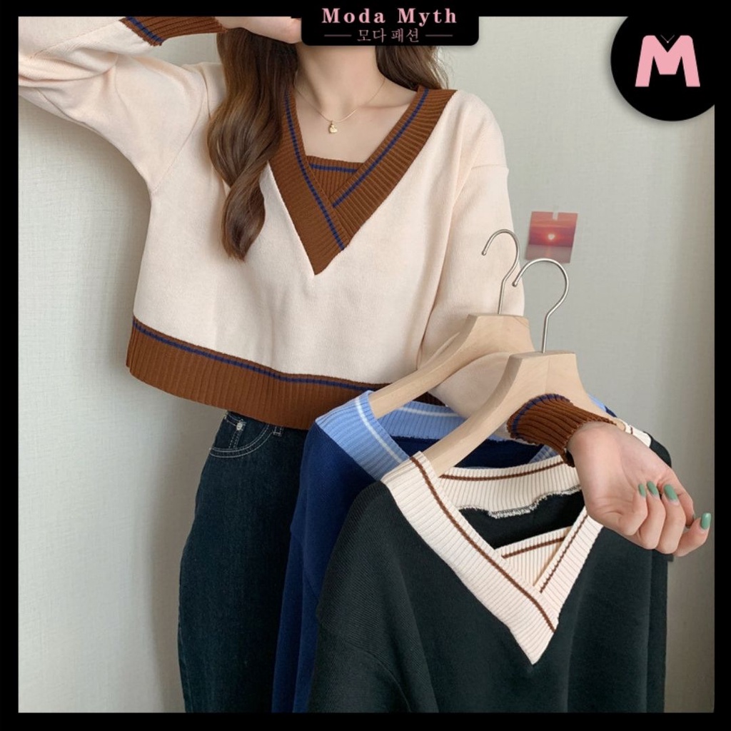 Jual MODAMYTH B31 - FASHION WOMEN SWEATER ATASAN WANITA CROP PREMIUM STLE KOREAN | Shopee Indonesia