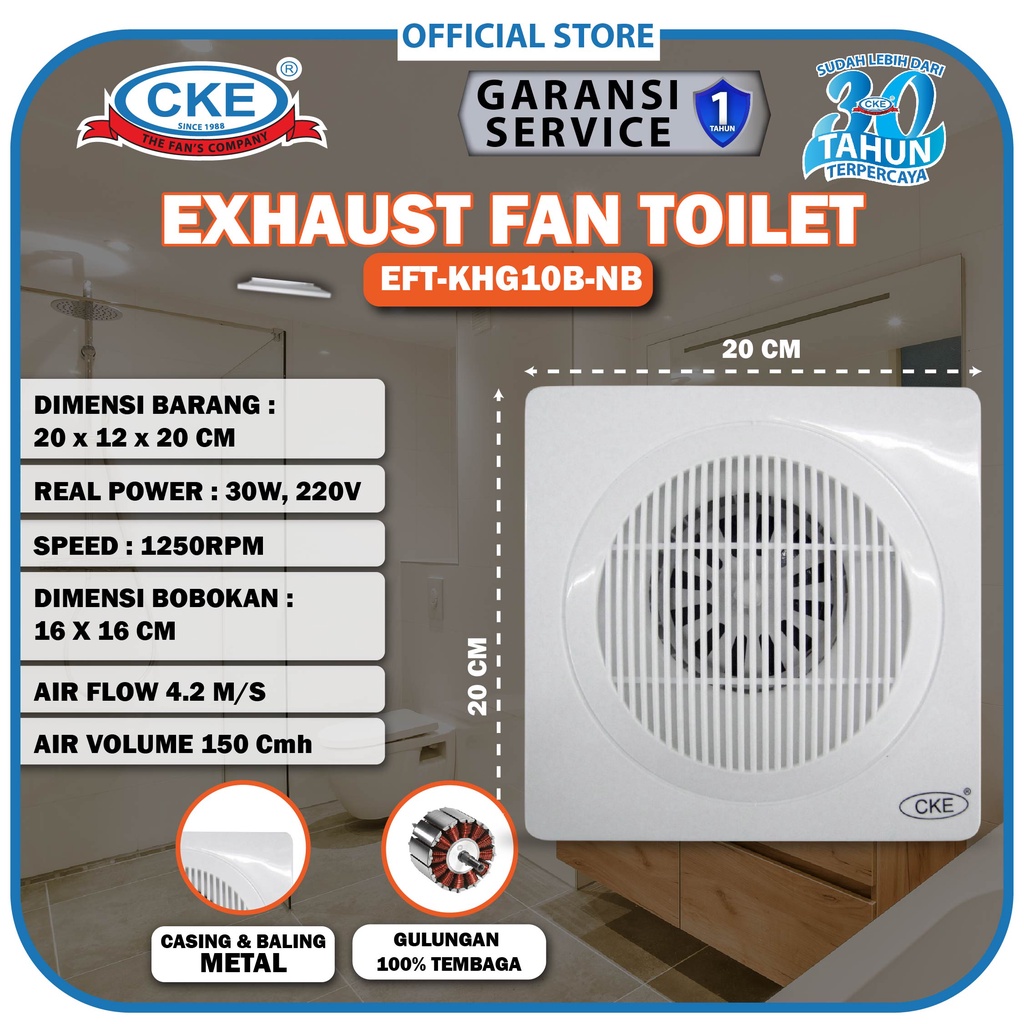 Jual EXHAUST FAN TOILET 4" CKE EFT-KHG10B-NB EKSOS TOILET RUMAH DAPUR 4 ...