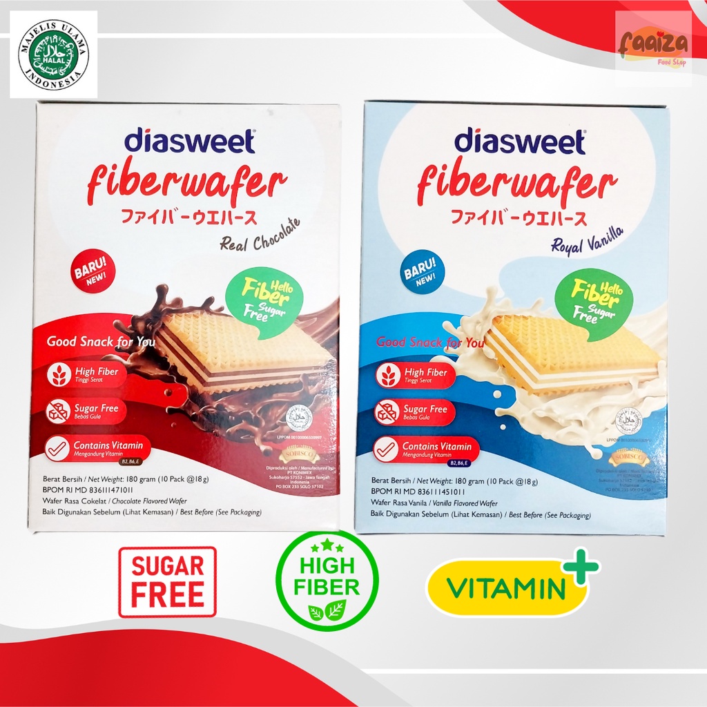 Jual Diasweet FiberWafer 180gr (10x18gr) Snack Diet Wafer Bebas Gula ...