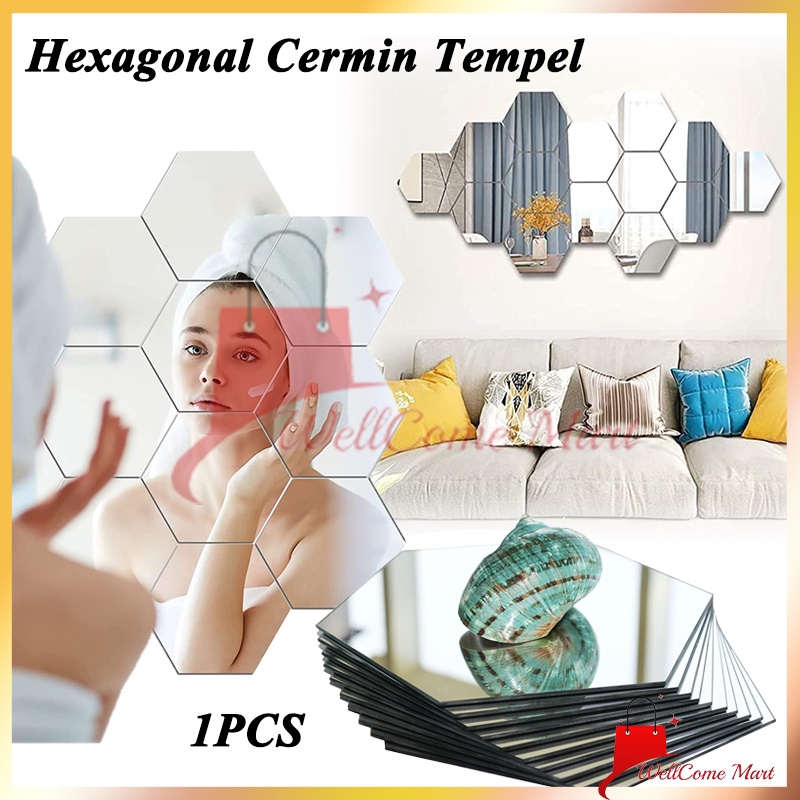 Jual Stiker Cermin Dinding Anti Pecah Segi Enam Tempel Sticker Kaca ...