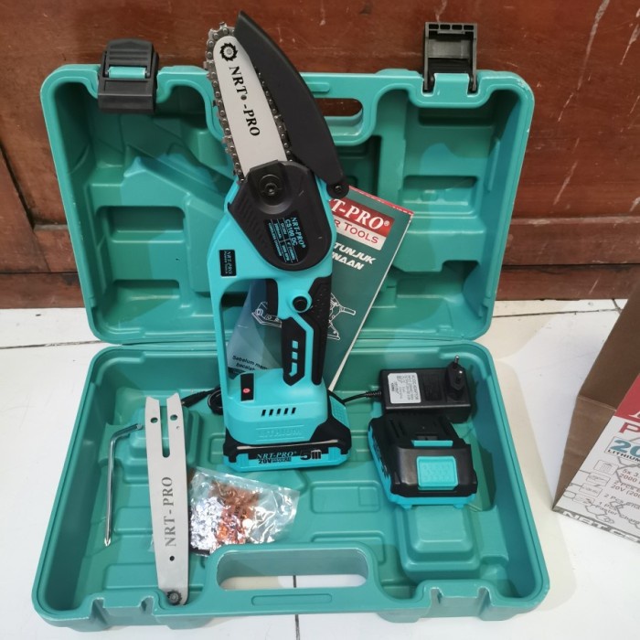 Jual Mesin Cordless Mini Chainsaw 4" 6" Gergaji NRT-PRO CS100DC CS 100 ...