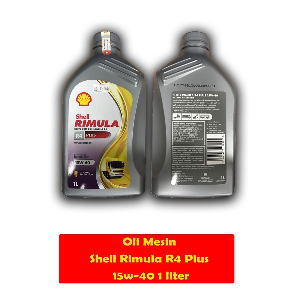 Jual Oli Mesin Shell Rimula R4 Plus 15w40 15w-40 1 Liter - 45766 ...