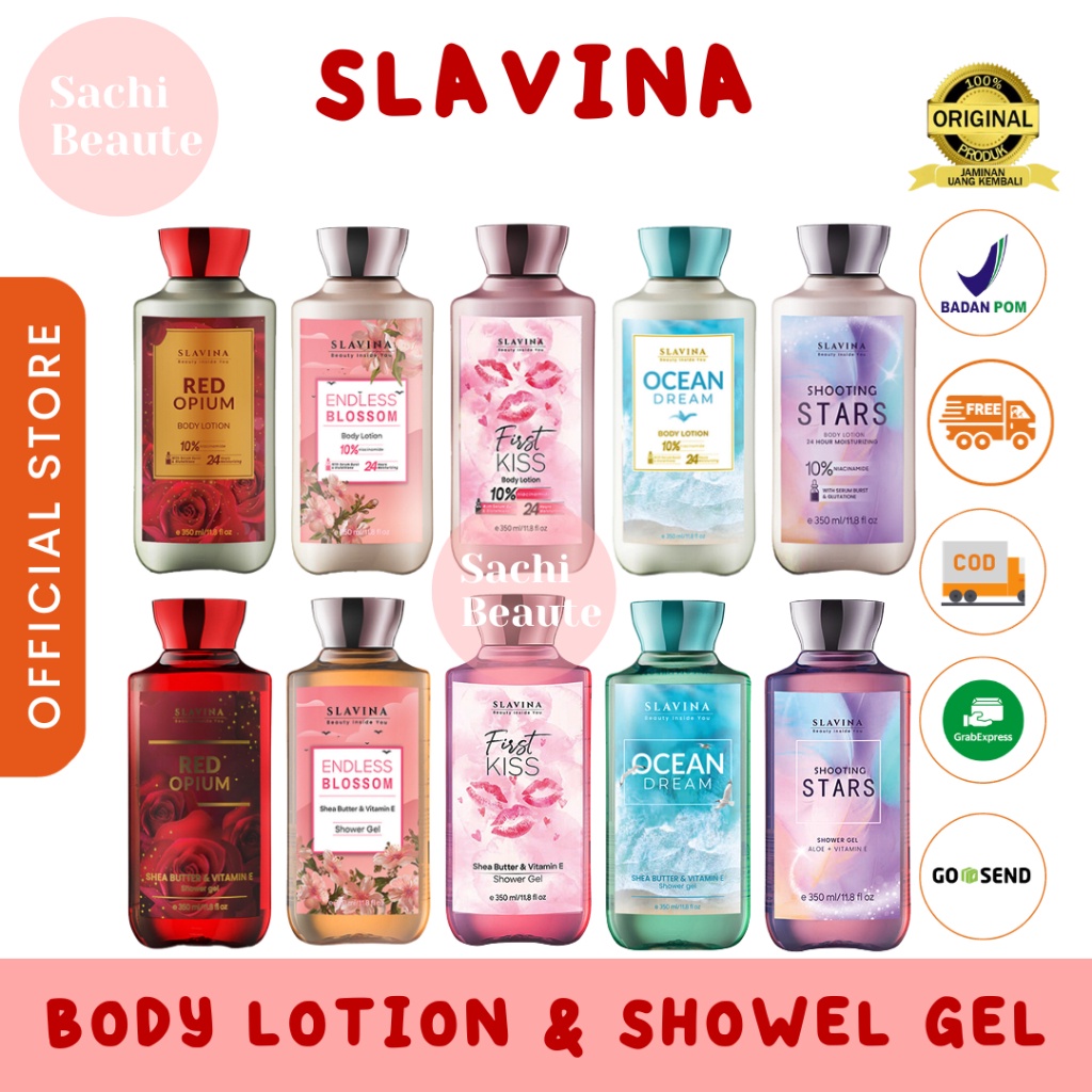 Jual SLAVINA BEAUTY INSIDE YOU BODY WASH SHOWER GEL BODY LOTION RED ...