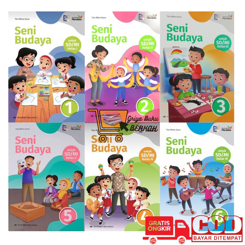 Jual BUKU SENI BUDAYA SD/MI Kelas 1 2 3 4 5 6 Penerbit Erlangga Kurikulum Merdeka Tim Mitra Guru ...