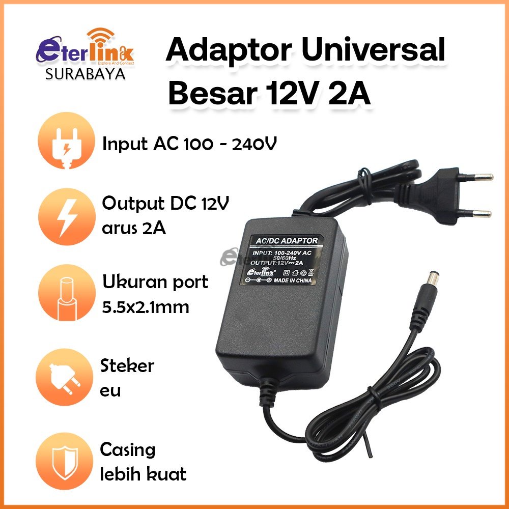 Jual Power Supply Adaptor 12V 2A Murni Travo CCTV STB HDD ADP Media ...