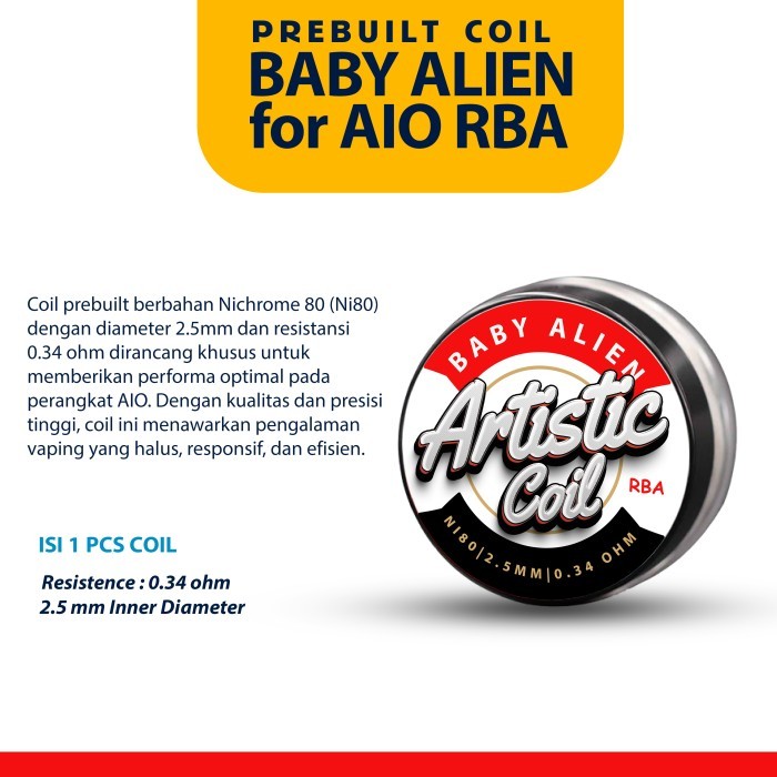 Jual Artistic Coil AIO RBA 2.5MM NI80 Baby Alien Prebuilt Coil | Shopee ...