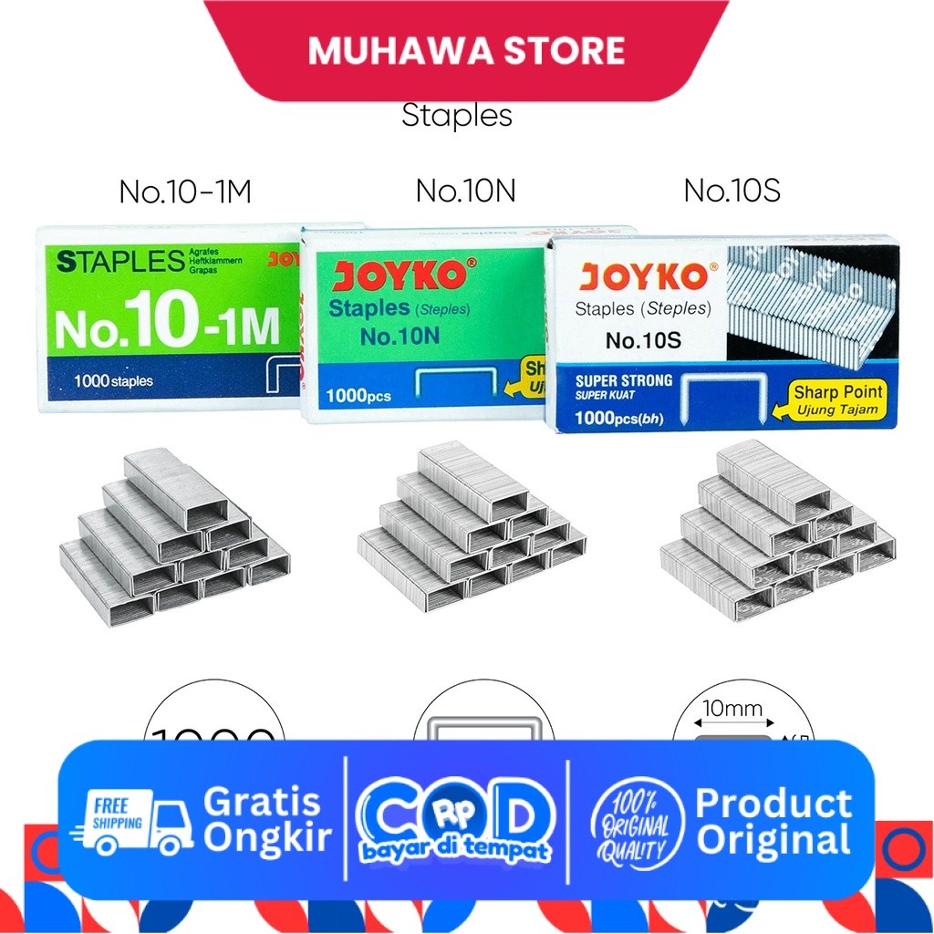 Jual ISI STAPLER JOYKO JEPRETAN JOYKO Staples Isi Stapler Refill Stapler Joyko No. 10 1 Box 1000 ...