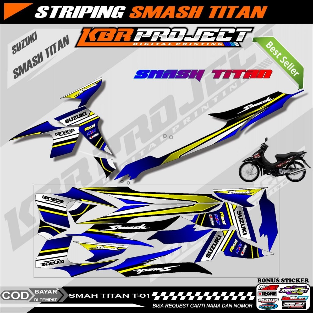 Jual SMASH TITAN STIKER STRIPING PREMIUM MOTOR KEREN STIKER LIS VARIASI ...